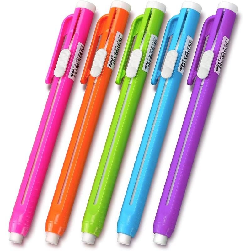 Retractable Mechanical Eraser Pen, Pen-Style Erasers Assorted Color, 5 ...