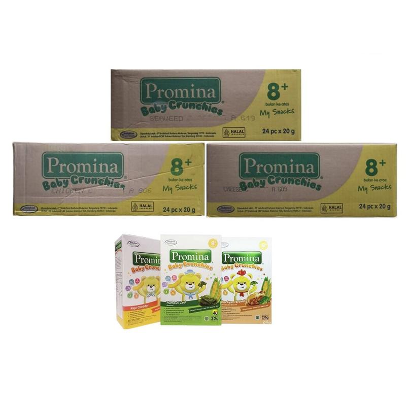 Promina Crunchies 1 Karton Isi 24 Box 20gr Cheddar Rumput laut Cemilan ...