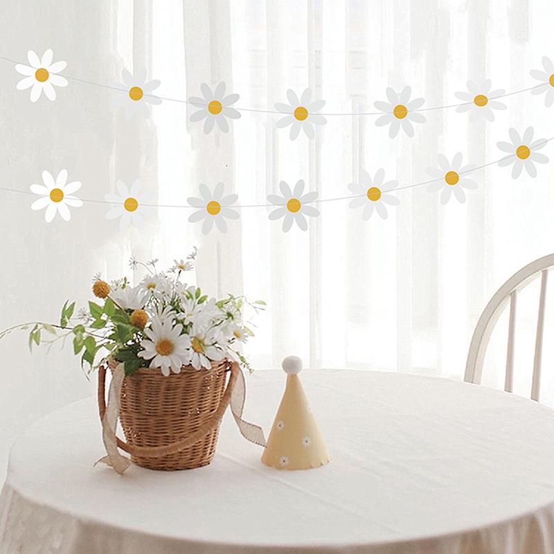 HOU - sepanduk kertas bunga daisy, topi, topping kek, hiasan parti tema ...