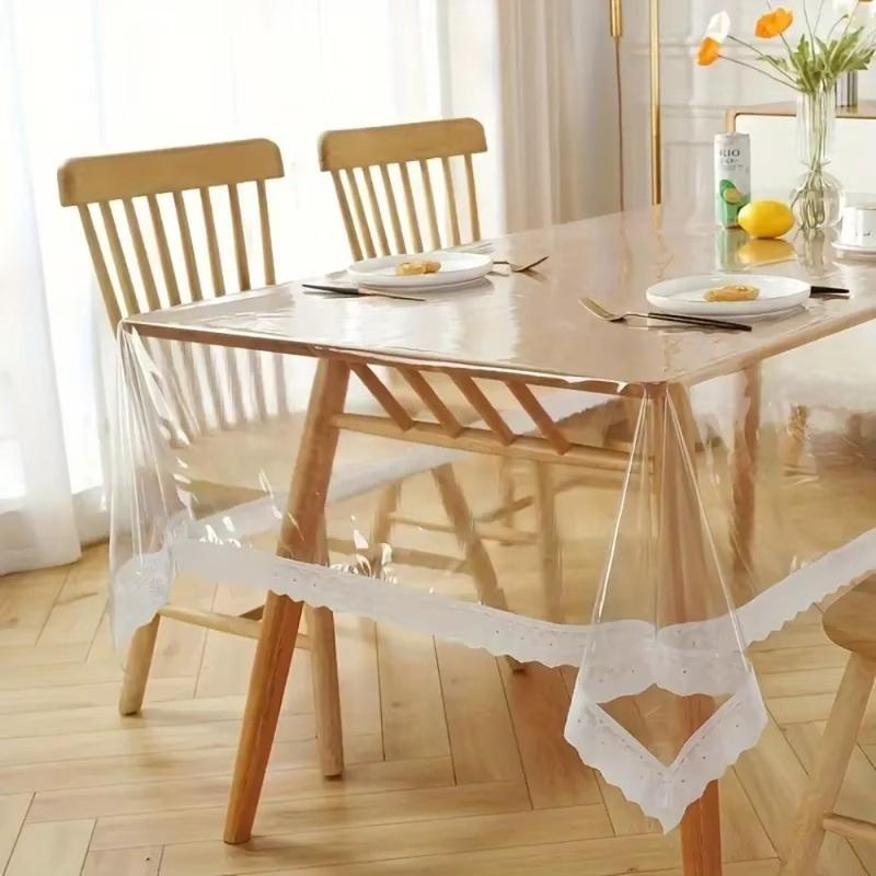 Fashion PVC Lace Tablecloth Oil-proof Heat Resistant Transparent Thin ...