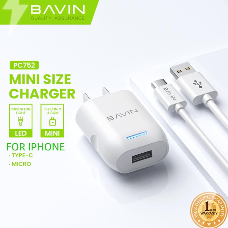 BAVIN PC752 Wall Charger w/ 1 Meter Cable FOR iphone TYPE C Micro ...