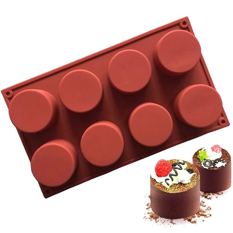 Acuan Kek Silikon Bulat, 8 Rongga, untuk Coklat, Kuki, dan Pastri ...