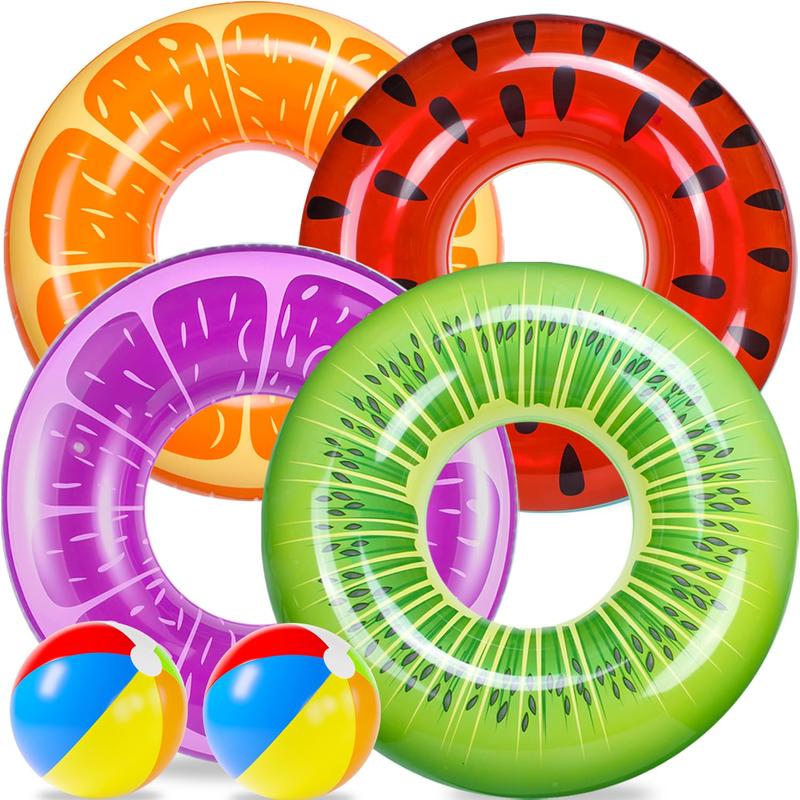6Pcs Inflatable Pool Floats: 4 Swim Tubes + 2 Beach Balls, Fun - TikTok ...