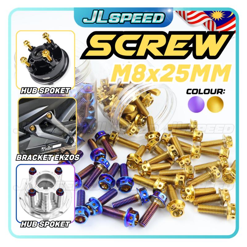 M8x25 Hub Spoket Skru Footrest Bracket Hub Sprocket Screw Universal ...