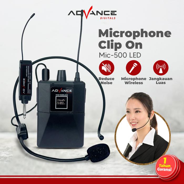 Promo Advance Mic-500 LED Mic Bando Wireless Mic Clip On / Microphone ...