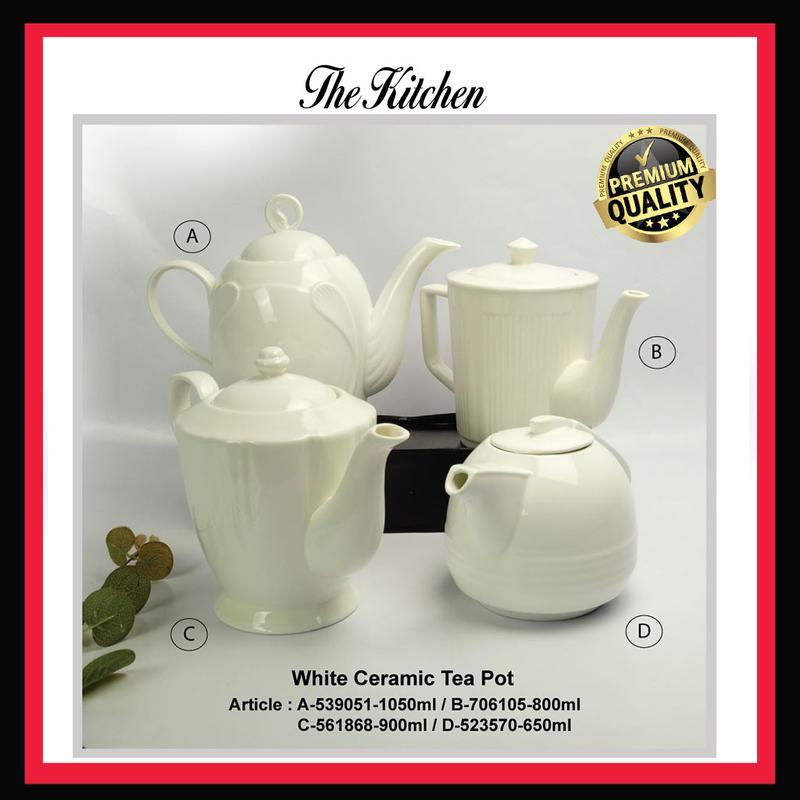 TheKitchen White Ceramic Tea Pot Handle Cover Teh Pot Serami - TikTok ...