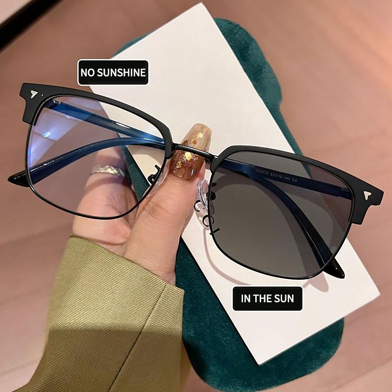 Anti-blue Light Color-changing Eyeglasses for Men Fashion Half-frame ...