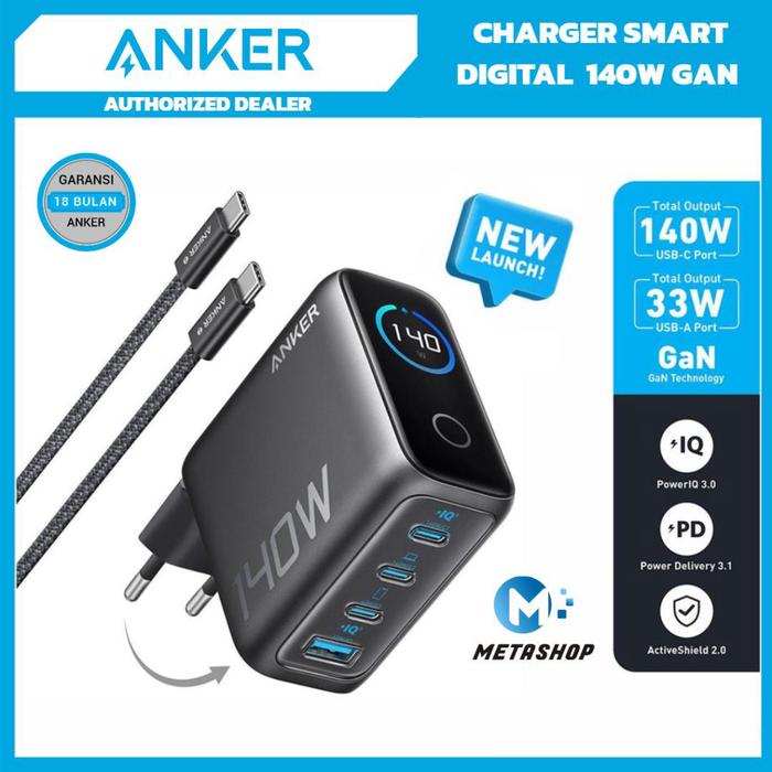 Jual ANKER Charger Smart Digital Touch Display 140W GaN Foldable Fast ...