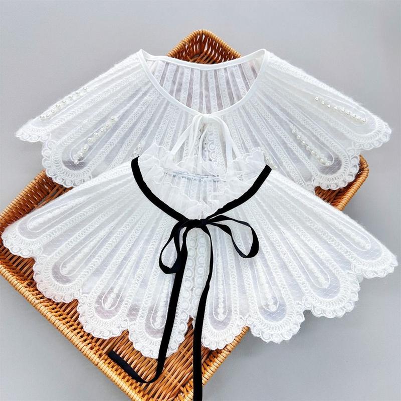 New Lace Lace Shoulder Fake Collar Embroidery Beaded Hollow Collar ...