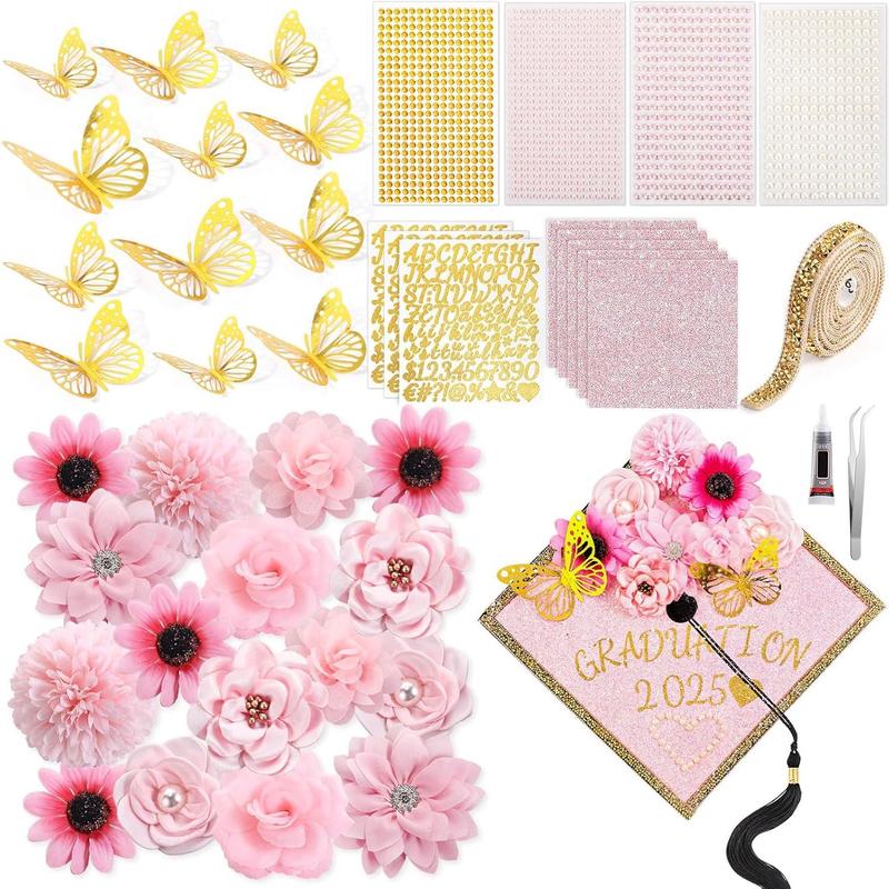 43 PCS DIY Graduation Cap Decorations Kit, Grad Cap Decorations ...
