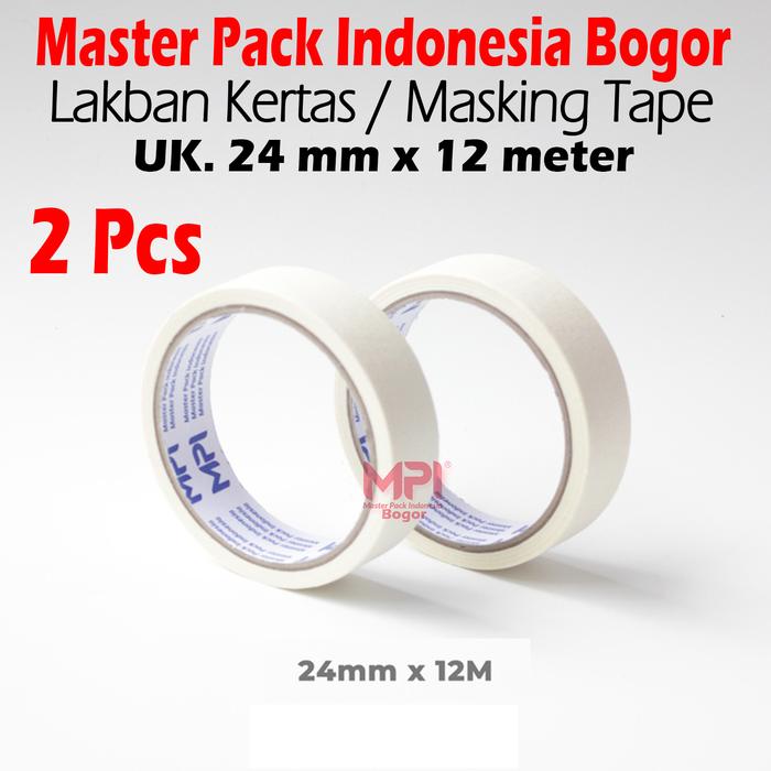 Jual 2 PCS - Lakban Kertas 24mm x 12 Meter - Masking Tape 24mm x 12 M ...