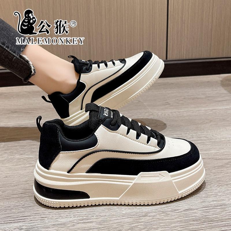 Male Monkey Platform Hidden Heel White Shoes Women's 2023 Autumn ...