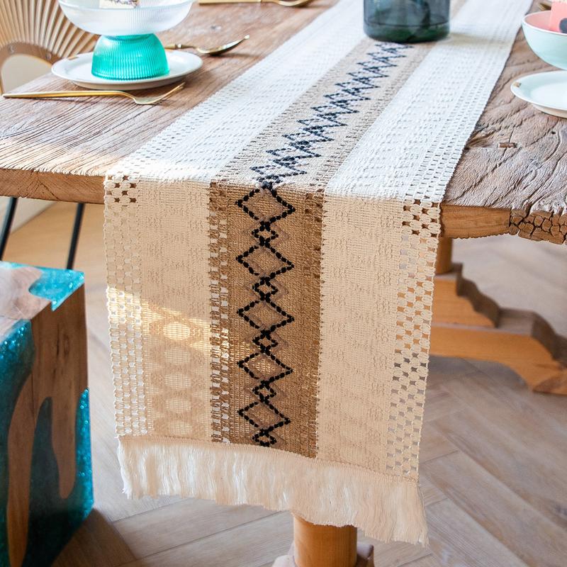 [NH] Table Runner with Tassels Hollow Design Protective Tabl - TikTok ...