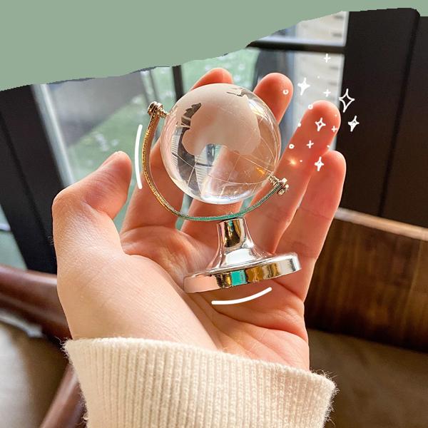 Mini globe bola dunia aesthetic putih transparan pajangan hiasan - Shop ...