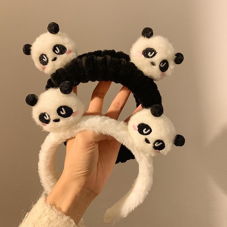 Panda plush face wash hair band, hair band, hair compression - TikTok ...