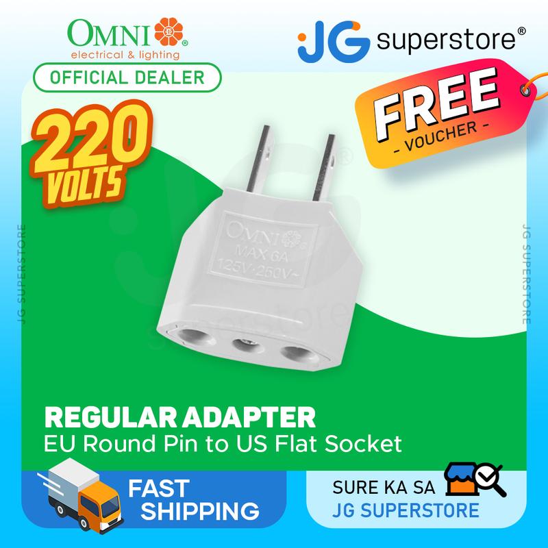 OMNI Regular Adapter EU Round Pin to US Flat Socket 6A 220V for ...