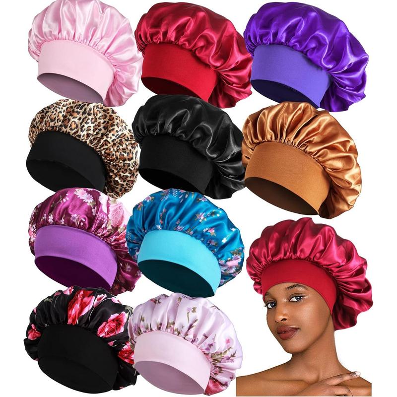 10 count Satin Bonnets for Women Sleeping, Large Braids Bonnet Wide ...