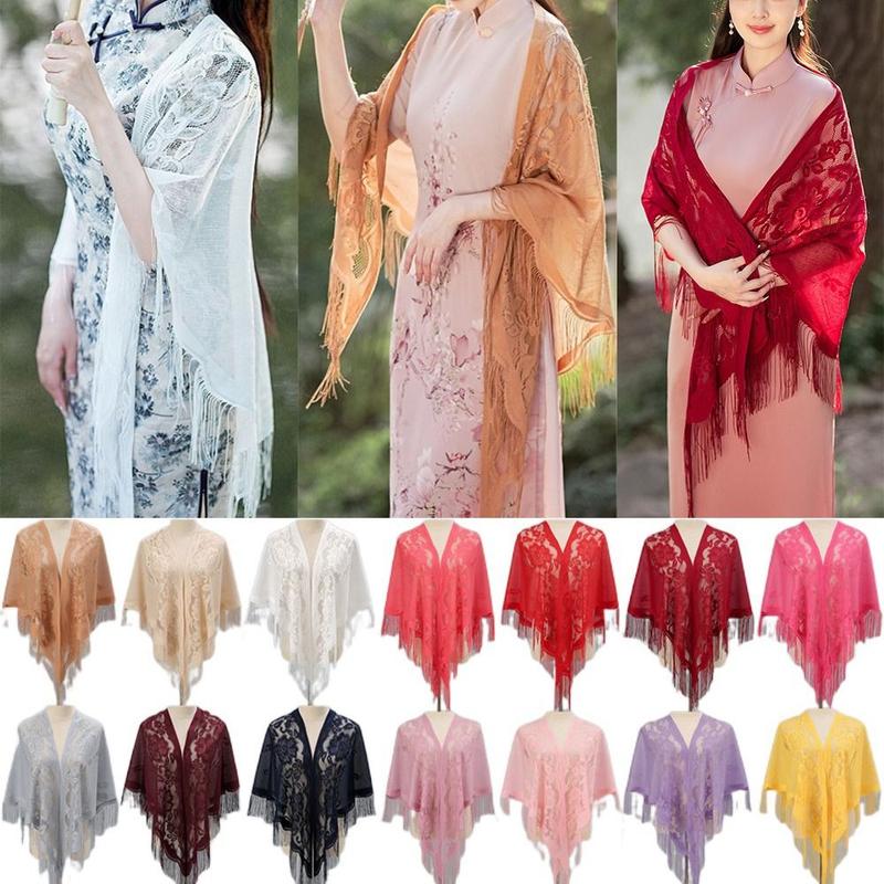 Wedding Accessories With Tassel Women Shawl Hollow Multicolored ...