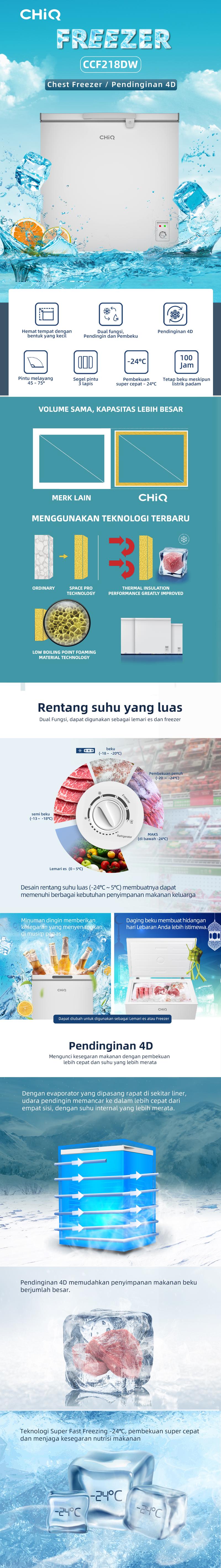 CHiQ Chest Freezer CCF 218DW [210 LITER] - Shop | Tokopedia