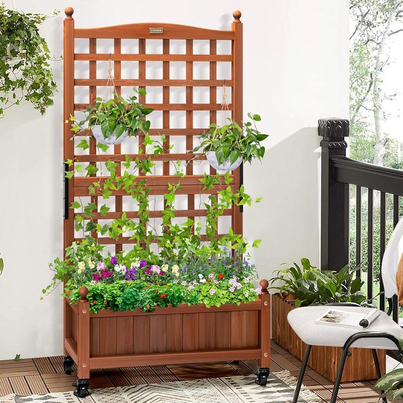 Mobile Planter Box with Trellis 50 Inch Tall, Standing Natural - TikTok ...