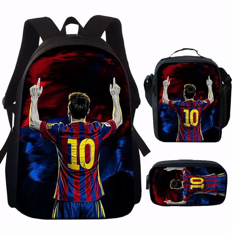 Cartoon Anime Boys Backpack For School 3pcs Soccer Player Backpack ...