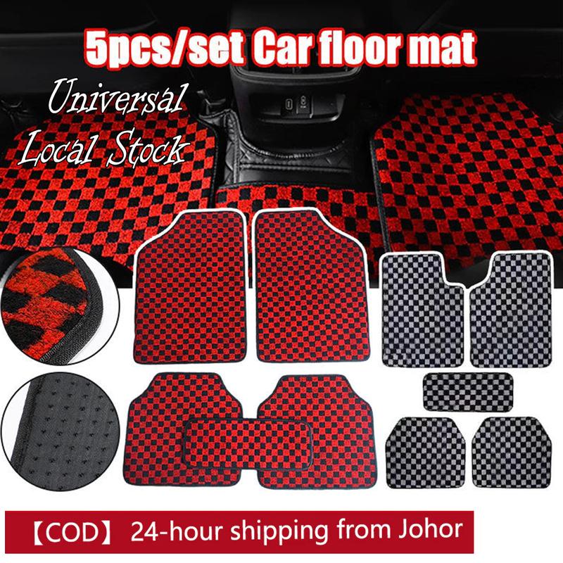 (5PCS) New Car Carpet Universal Checkmate Dice Carpet Floor Mat ...