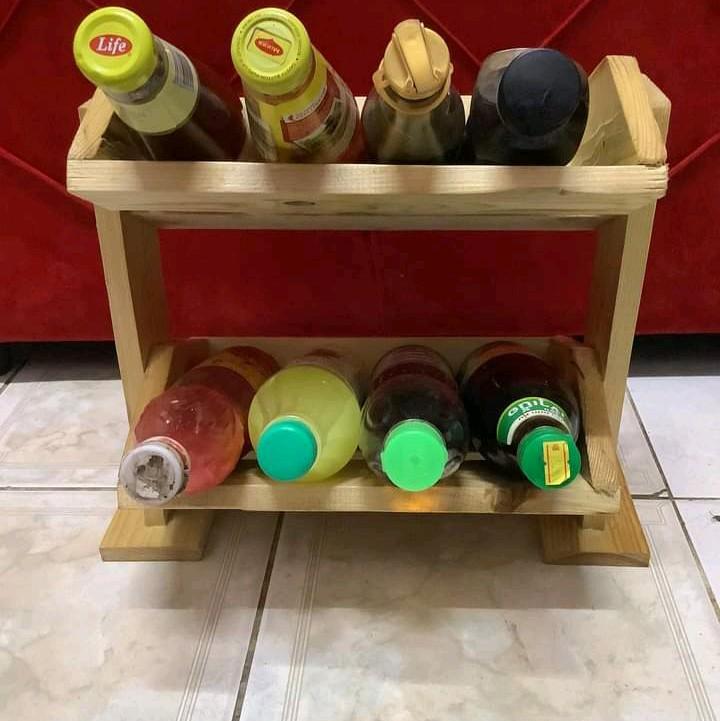 Rak Botol Kayu Pine Rak Sos Kayu Pine Tempat penyimpanan Botol - TikTok ...
