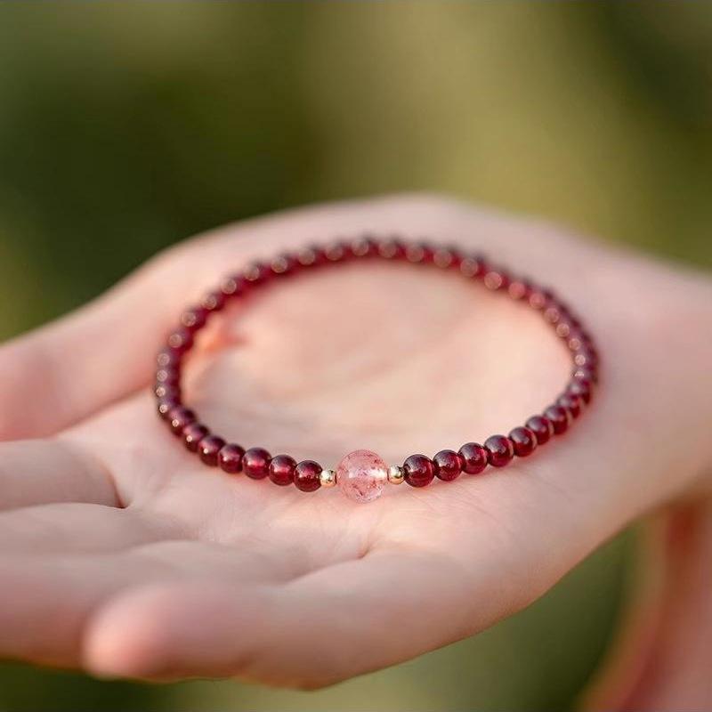 Natural Wine Red Garnet Bracelet for Women, Strawberry Crystal - TikTok ...
