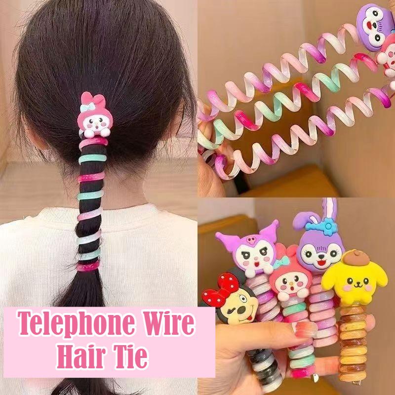 Getah Rambut Telephone Wire Hair Tie Children Girl Elastic Spiral ...