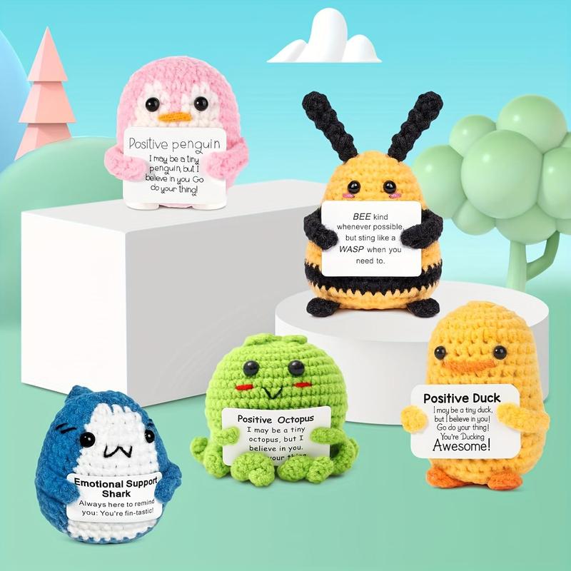 Cute Positive Crochet Animal, 5 Counts/set Handmade Emotiona - TikTok Shop