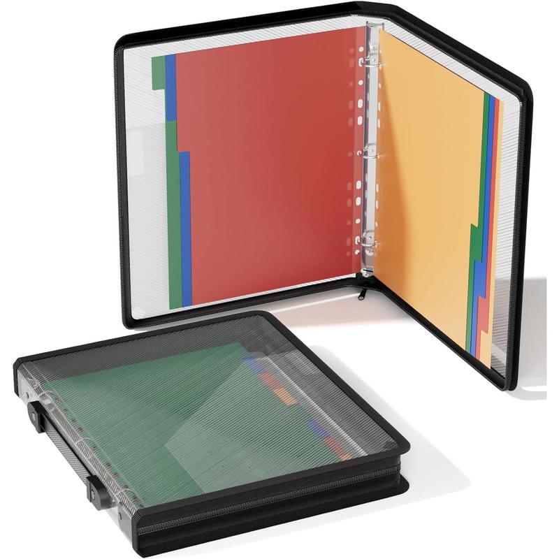 Zipper Binder with 8 Insertable Plastic Dividers, Document Folder 3 ...