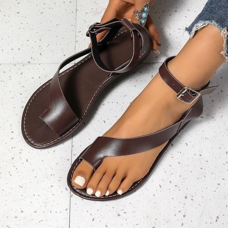 Sandal Roman Kasual, Penutup Jari Kaki, Rata, Tapak Lembut, Saiz ...