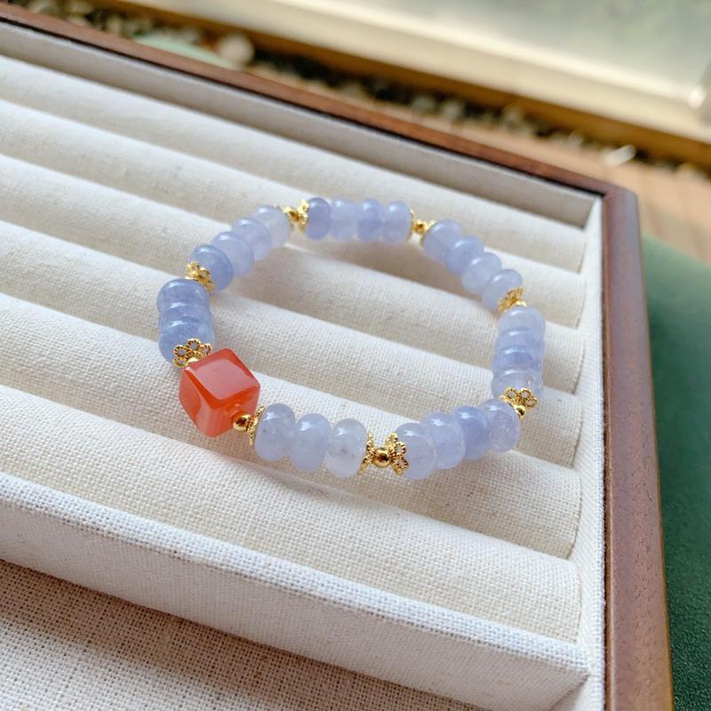 Aquamarine Salt Source Agate Cube Bracelet Original Design Women's ...