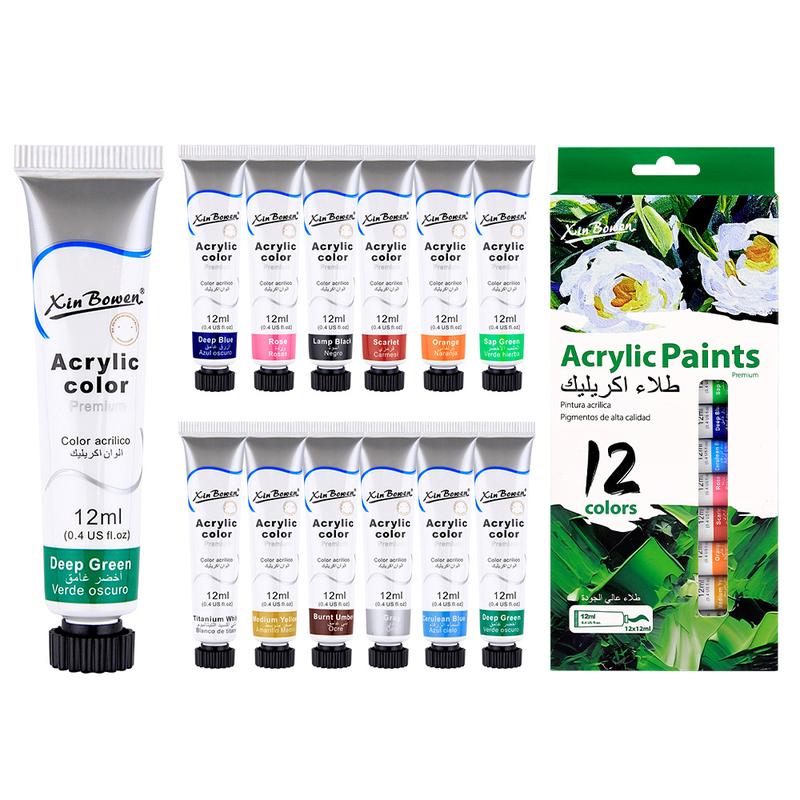 12 Color Acrylic Paint Set 12ml Tubes Waterproof Art Supplie - TikTok ...