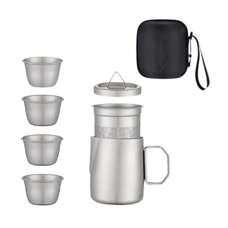 Titanium Tea Set with Tea Cups Kung Fu Tea Pot Travel Teapot - TikTok ...
