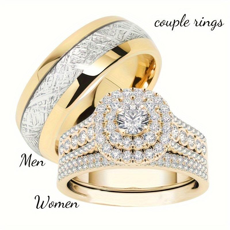 Wedding Rings for Men and Women, Wedding Ring Sets for Couples,Yellow ...