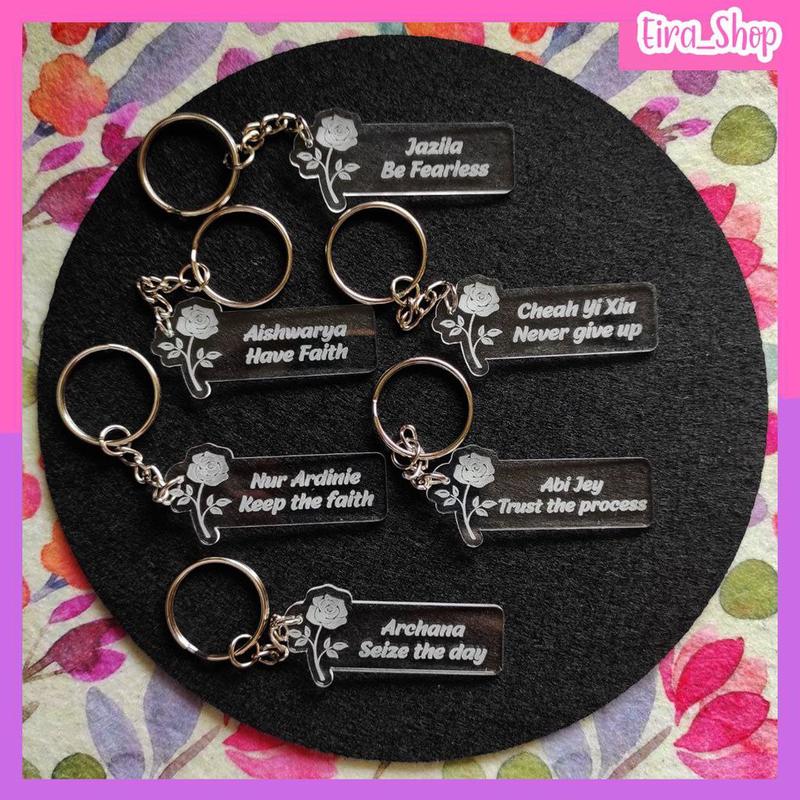 Keychain Bajet Hadiah untuk sahabat. Acrylic Keychain With Rose Flower ...