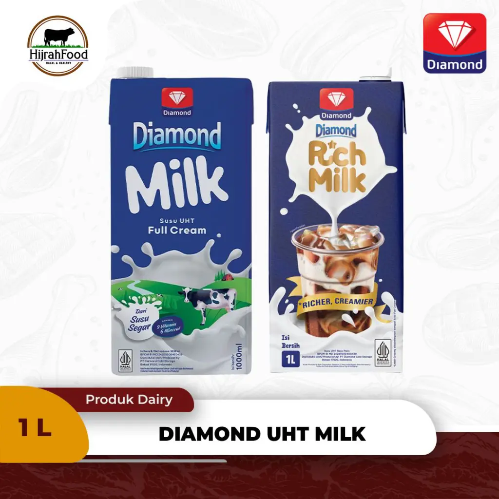 Diamond Susu UHT | UHT Milk Full Cream / Rich Milk - 1 L - Shop | Tokopedia