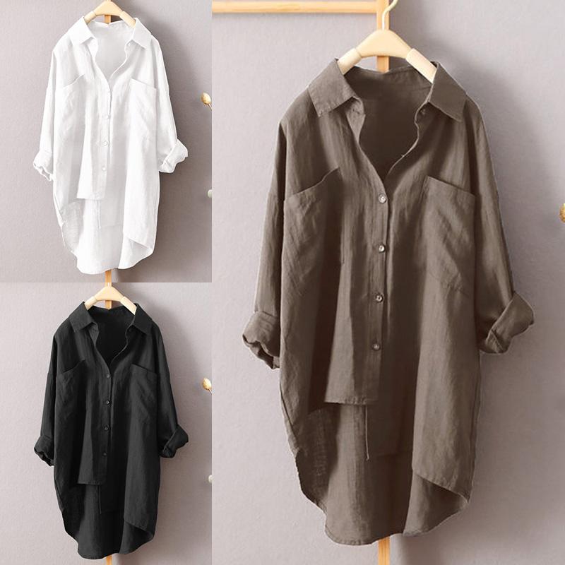 Ready stock Women Casual Style Pure Color Shirt Autumn Cotto - TikTok ...