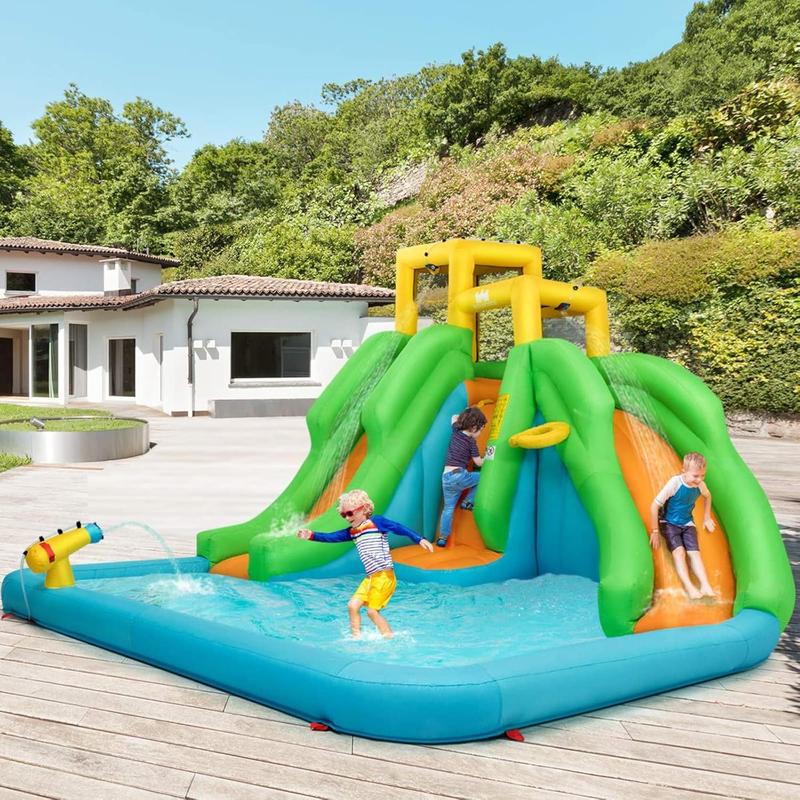 Inflatable Water Slide, 6 in 1 Giant Water Park for Outdoor with ...
