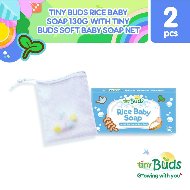 Tiny Buds Rice Baby Soap 130g with Tiny Buds Soft Baby Soap Net ...