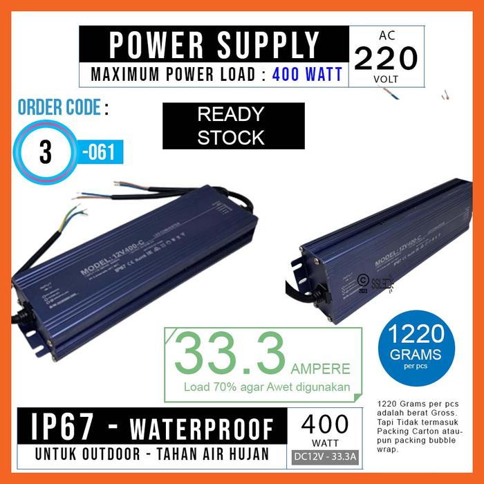 Jual Switching Mode Power Supply Waterproof 12V 400 Watt 33.3A IP67 ...