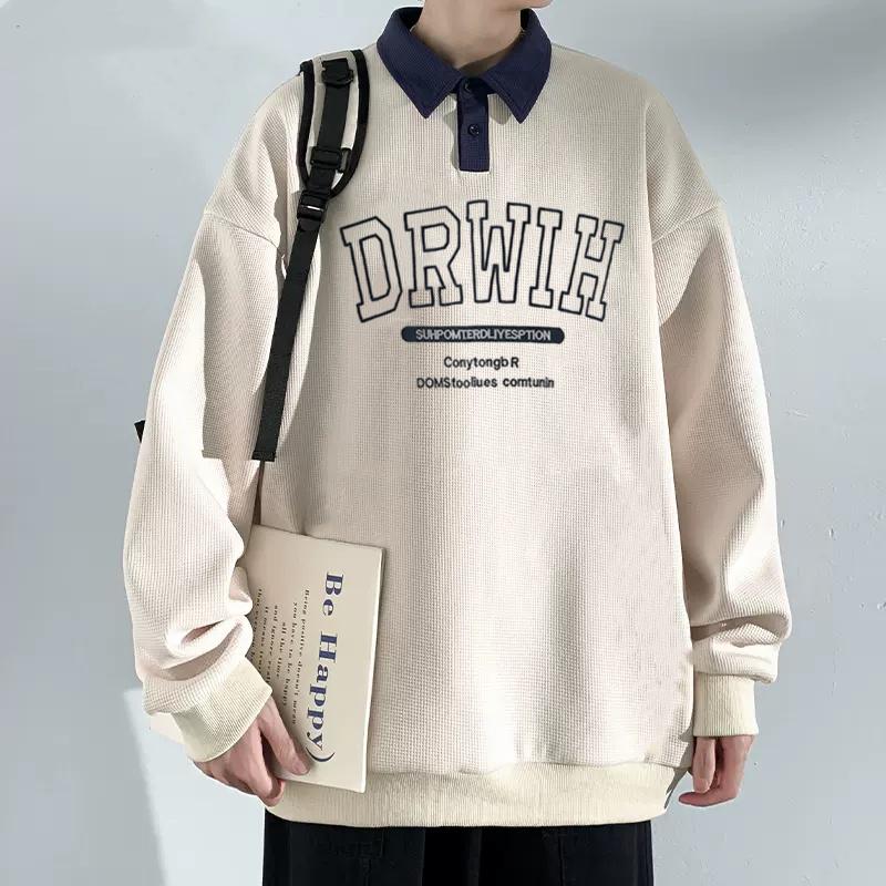 American college style contrast color sweater men and women spring ...