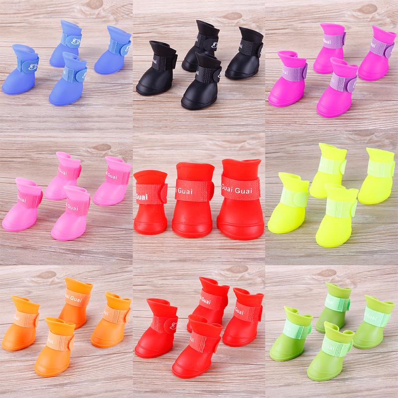 4Pcs Pet Dog Rain Shoes Dogs Waterproof Rubber Booties Durable - TikTok ...