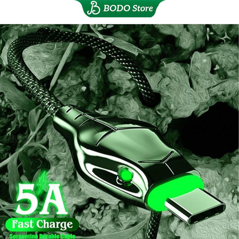 5A Fast Charger cable LED Light Black snake Micro USB Data Transmission ...