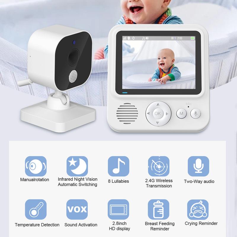 Monitor Bayi, 2.8 inci, Resolusi 720P, Interkom Suara Dua Hala ...