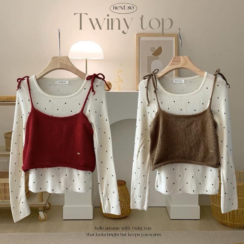 Twiny top set-เสื้อไหมพรมเซต2ชิ้น ผู้หญิง Women - TikTok Shop Thailand