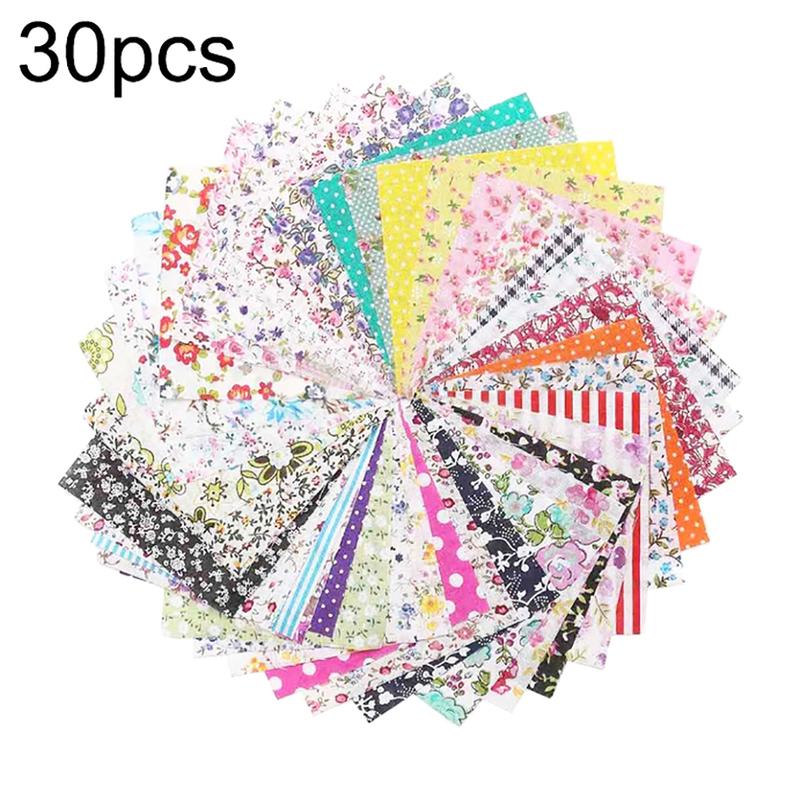 DFE - kain kapas 10x10cm, 30 helai, Corak bunga, jahitan, Patchwork ...