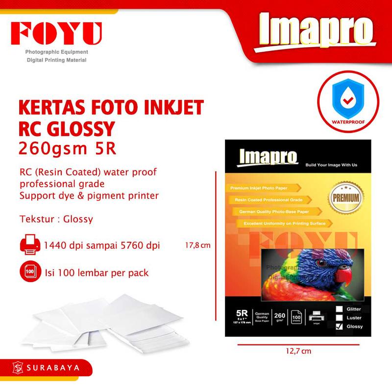 Kertas Foto Inkjet Imapro Professional RC Glossy Water Proof - Shop | Tokopedia