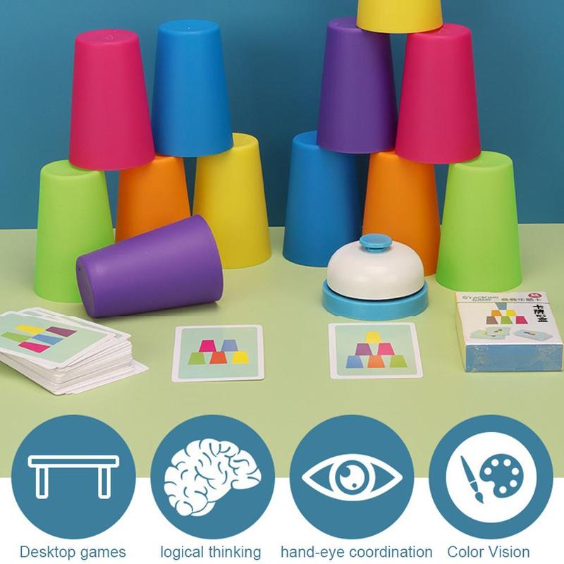 Speed Stacks Cups Double Battle Stacked Cup Game With Cards Montessori ...